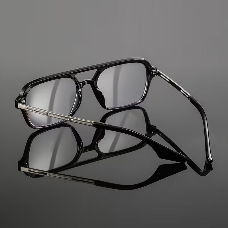 Unisex Retro Square Glasses | Flat-Top Double Bridge Frame ...