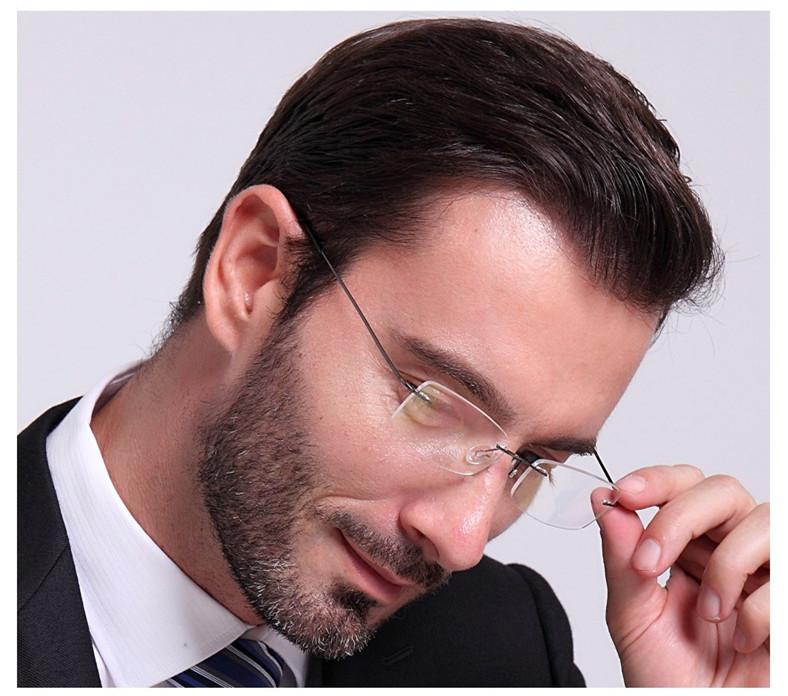 Rimless Titanium Glasses Frames Men Flexible Optical Frame Retro Glass ...