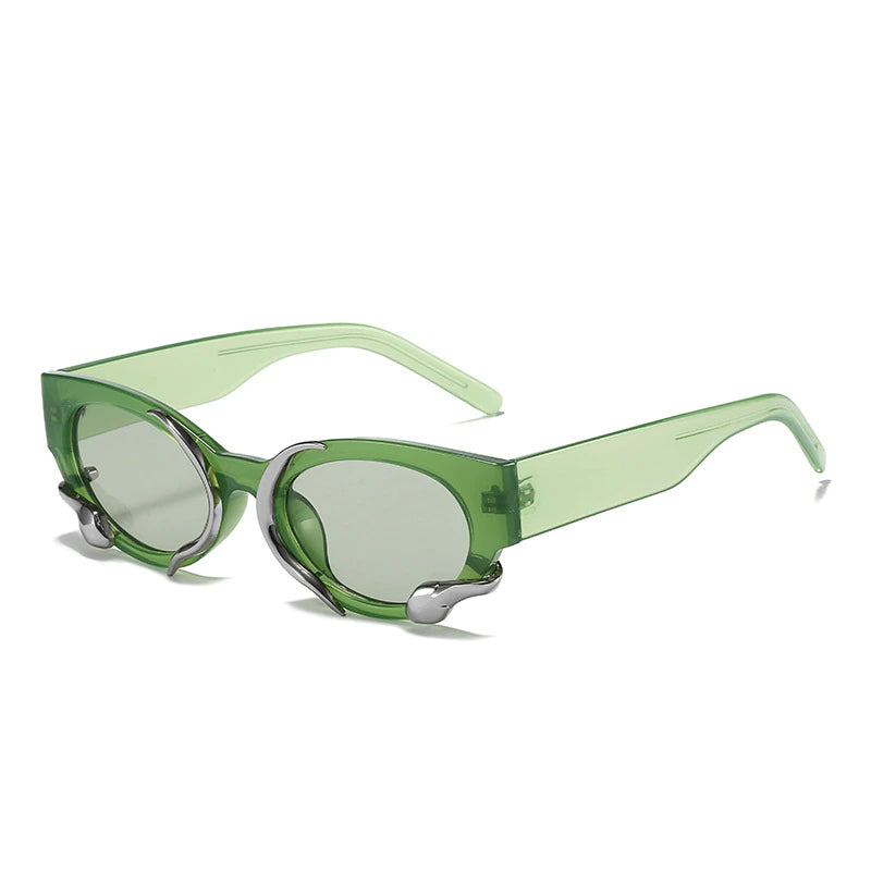 New Luxury Oval Frame Brand Snake Design Sunglasses For Men And Women ...