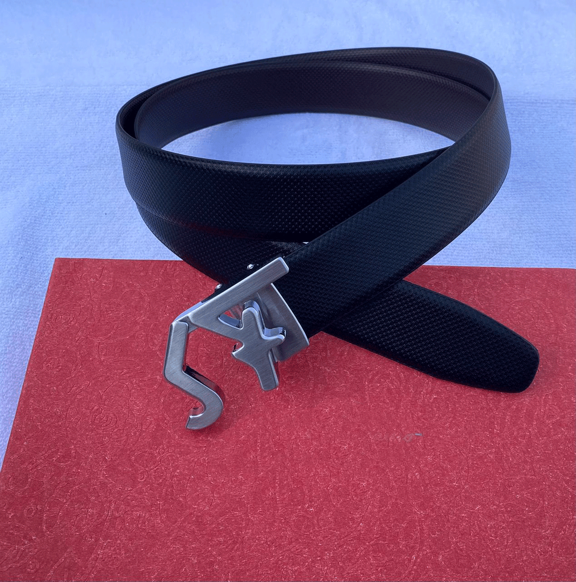 SF Letter Leather Strap Belt With Pressing Buckle-SunglassesCraft